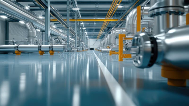 Complex Steel Piping and Lines Guide Flow Paths in an Industrial Plant ...