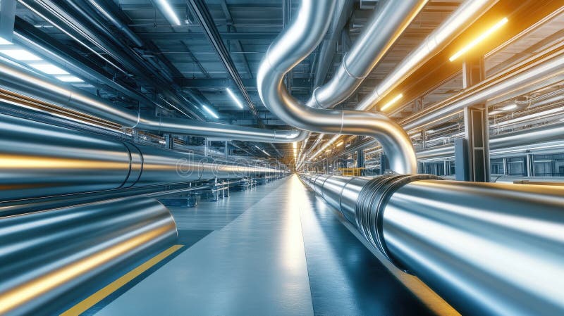 Complex Steel Piping and Lines Guide Flow Paths in an Industrial Plant ...