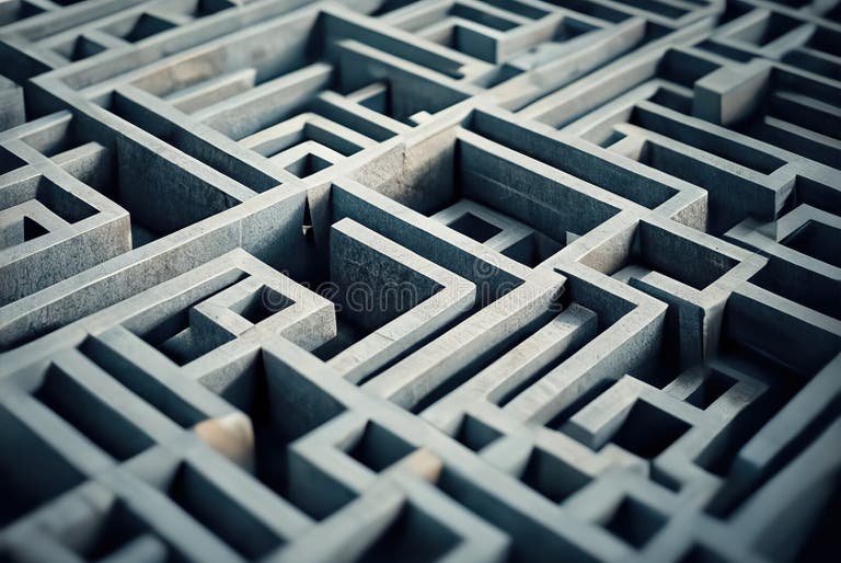 Complex Stone Labyrinth: a 3D Maze of Intricate Pathways and ...