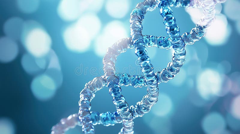 Complex Structure of DNA with Intricate Blue Strands Glowing Against a ...