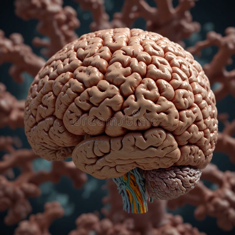 The Complex Structure of the Human Brain. 3D. 01. Stock Illustration ...