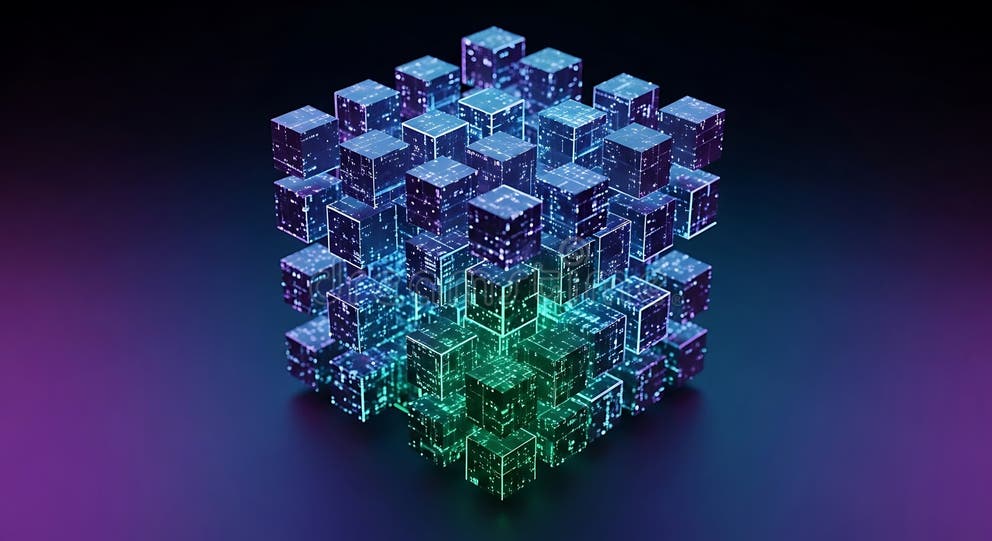 A Complex Structure of Interconnected Cubes Forming a Larger Cube, Each ...
