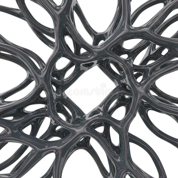 A Complex Structure with Interwoven, Glossy, Black Tubular Forms ...