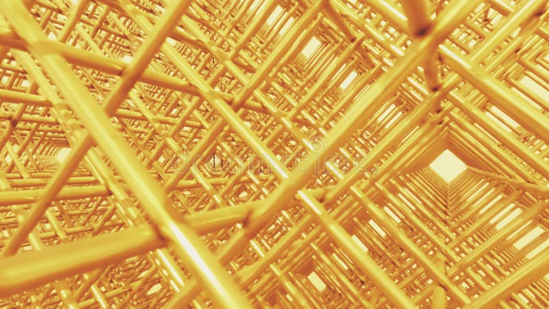 Complex Regular Structure Made of Many Golden Tubes Stock Footage ...