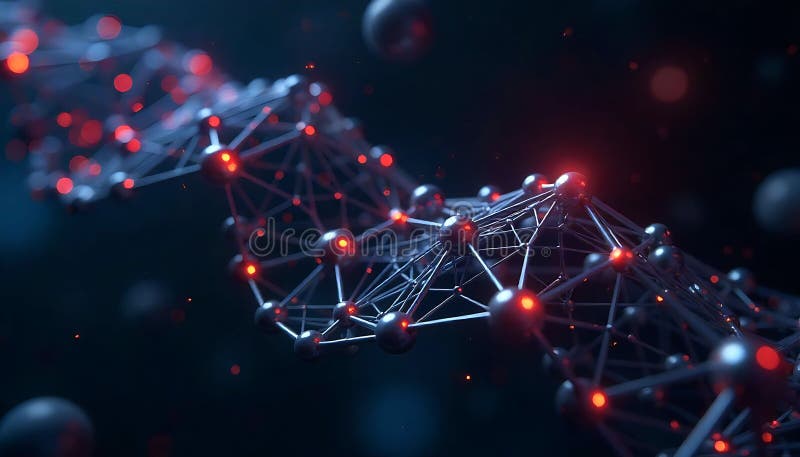 A Detailed Close Up of a Complex Structure with Spheres and Lines in a ...