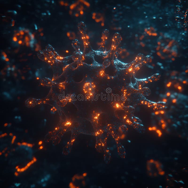 Detailed 3D Visualization of Virus Structure Highlighting Capsid Spikes ...