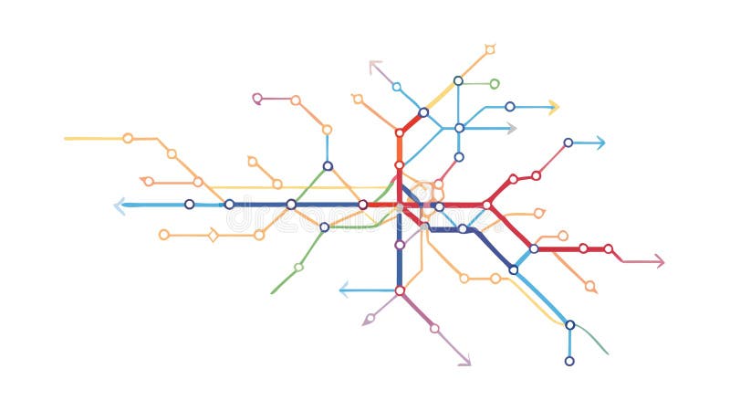 Complex Subway Metro Map with Intersecting Lines, Vector Design ...