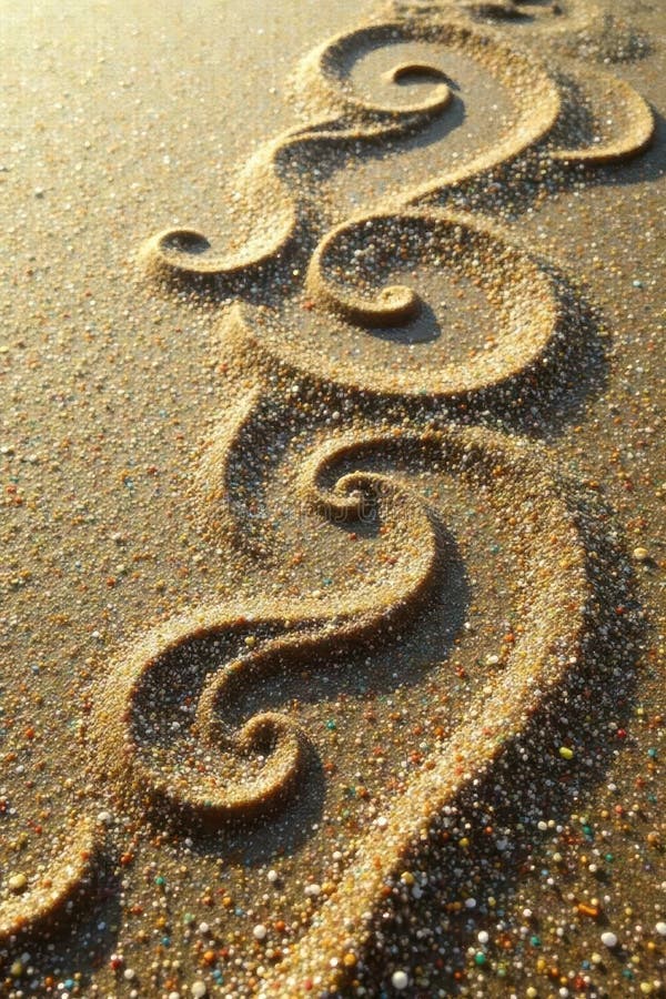 Complex Swirling Sand Patterns, Tide Carved Shapes, Ocean, Graphic ...