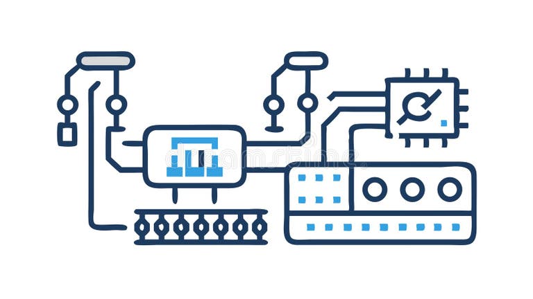 Complex System Diagram or Control Panel Line Art, Vector Design ...