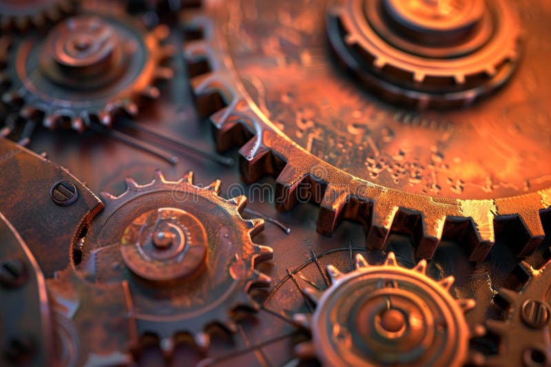 Complex System of Interlocking Gears Working Together in Perfect ...