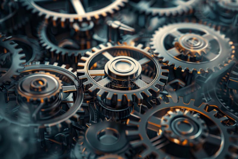 Complex System of Interlocking Gears Working Together in Perfect ...
