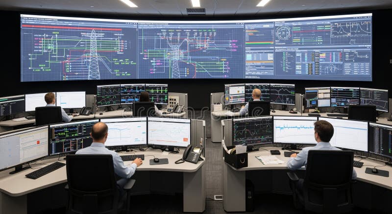 Complex System Network Management Professionals Analyzing Critical Data ...