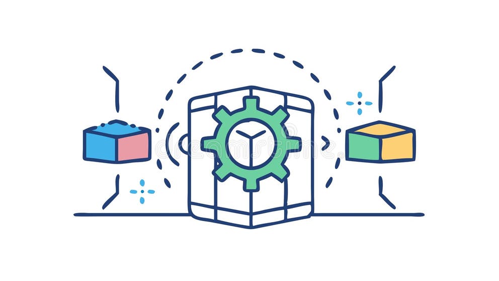 Complex System or Process with Interconnected Gears, Vector Design ...