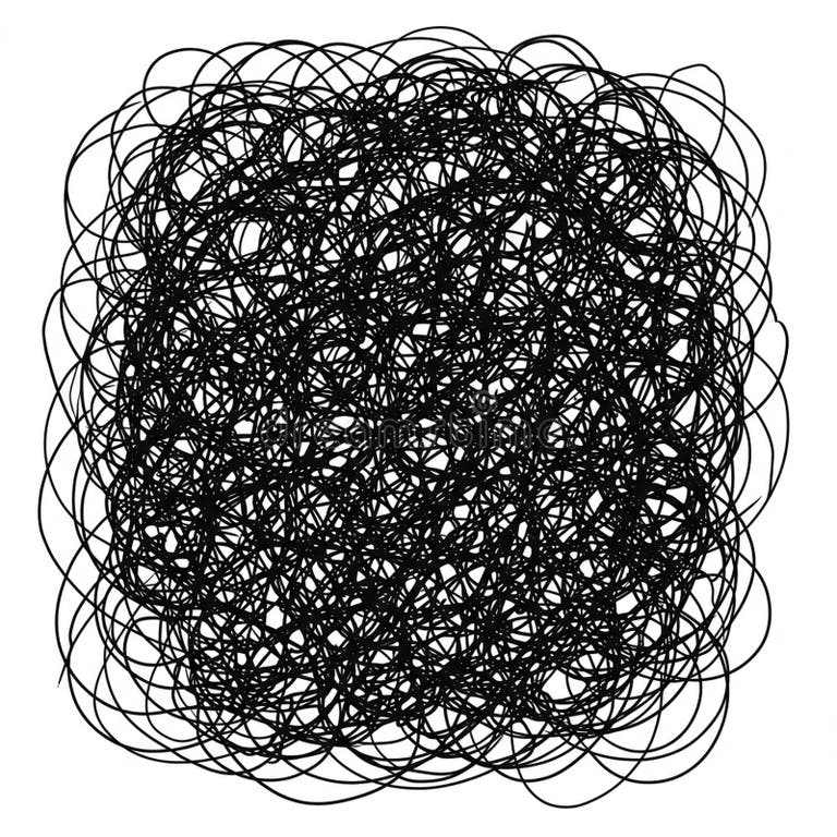 A Complex Tangle of Overlapping Black Lines Forming an Abstract ...