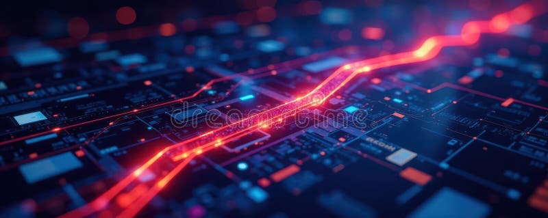 Complex Tech Network, Vibrant Arrows Show Data Flow, Network, Internet ...