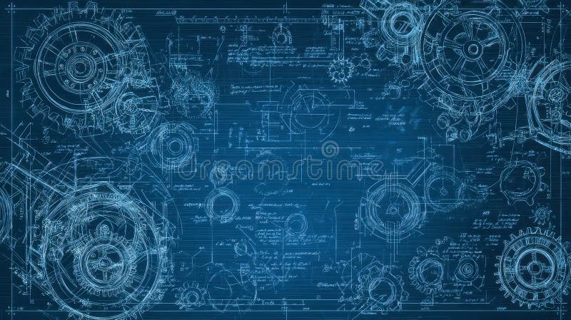 Blueprint Showing Gears and Handwritten Notes Creating a Technical ...