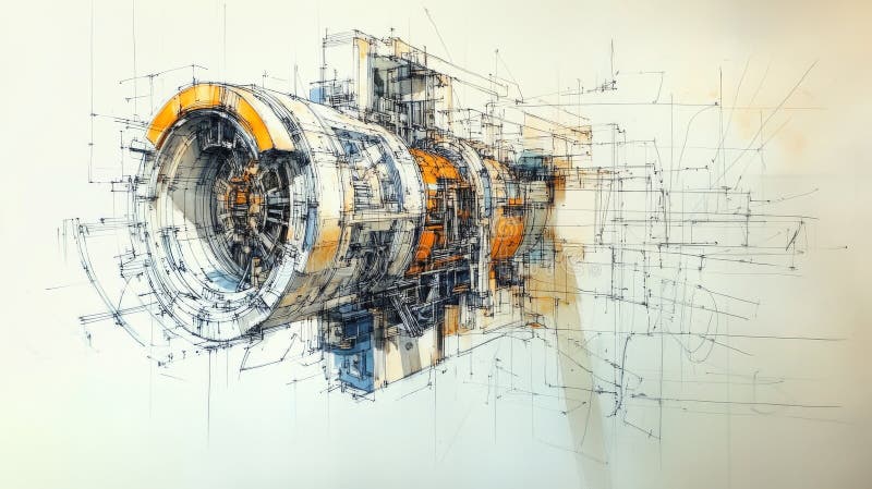 Abstract Technical Blueprint with Industrial Design Elements Stock ...