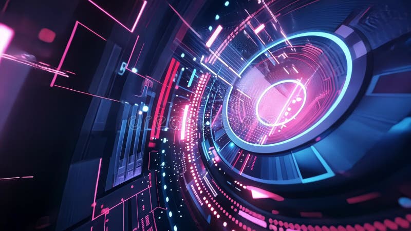 Futuristic Technology Rotating Core Showing Data Flowing through ...