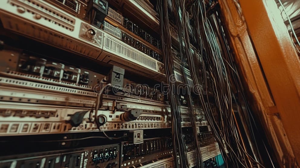 Complex Technological Infrastructure with Intricate Wiring and Server ...