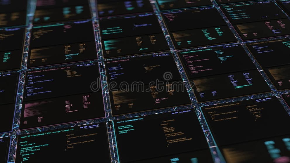 Complex Technology with Abstract Data Blocks, Seamless Loop. Animation ...