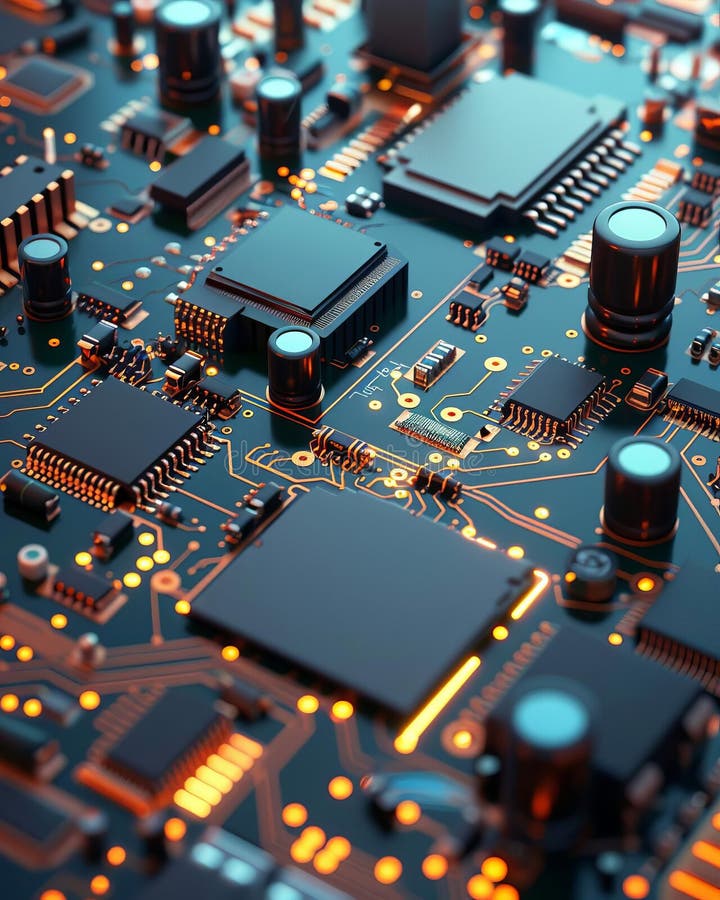 30 Complex Technology Circuit Board Components 3D Render Background ...