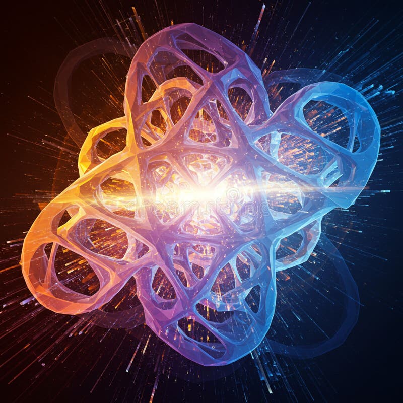 A Complex, Translucent Structure Resembling Intertwined Geometric ...