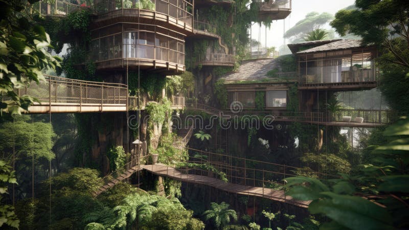 The Complex Tree House with Multiple Floors in Tropical Jungle ...