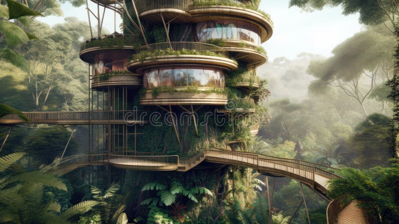 The Complex Tree House with Multiple Floors in Tropical Jungle ...