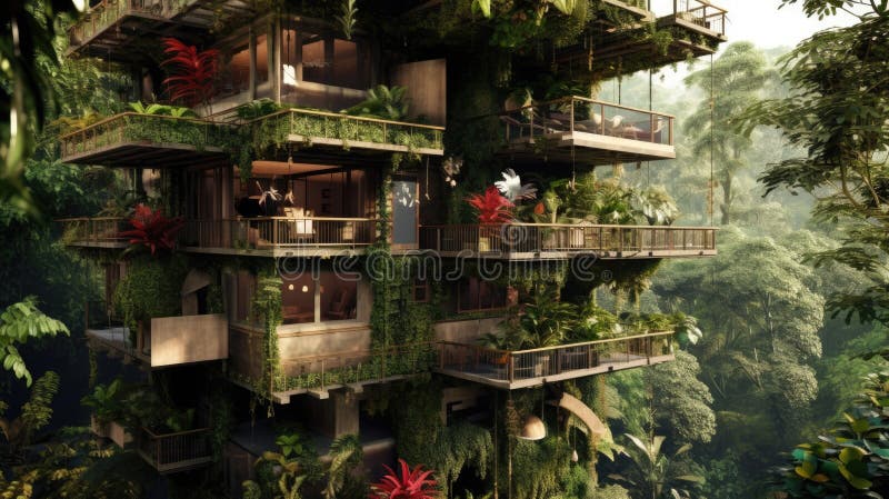 The Complex Tree House with Multiple Floors in Tropical Jungle ...
