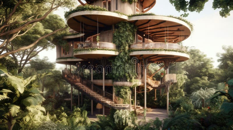 The Complex Tree House with Multiple Floors in Tropical Jungle ...