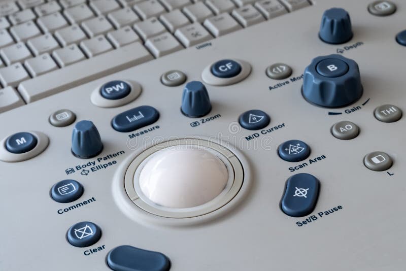 Close-up Of The Control Panel Of The Ultrasound Machine. Background Of ...