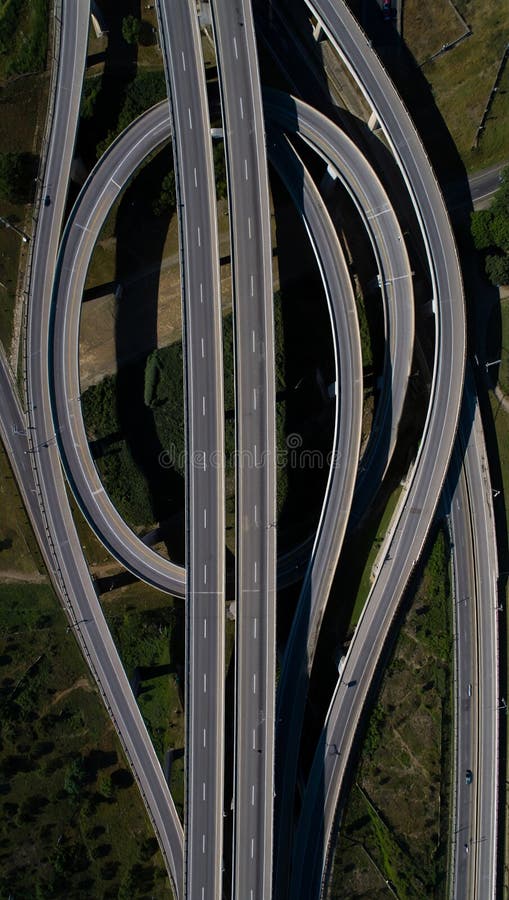Complex Urban Highway Interchange from Above. Generated AI Stock ...