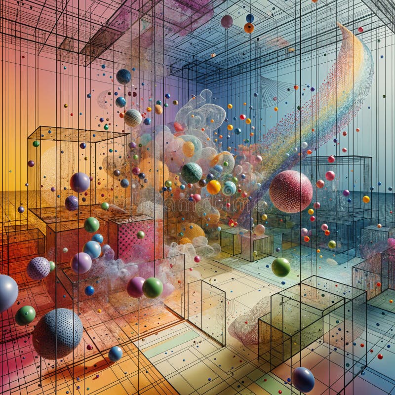 "Geometric Grid," (Gen, a.I.) Stock Illustration - Illustration of ...