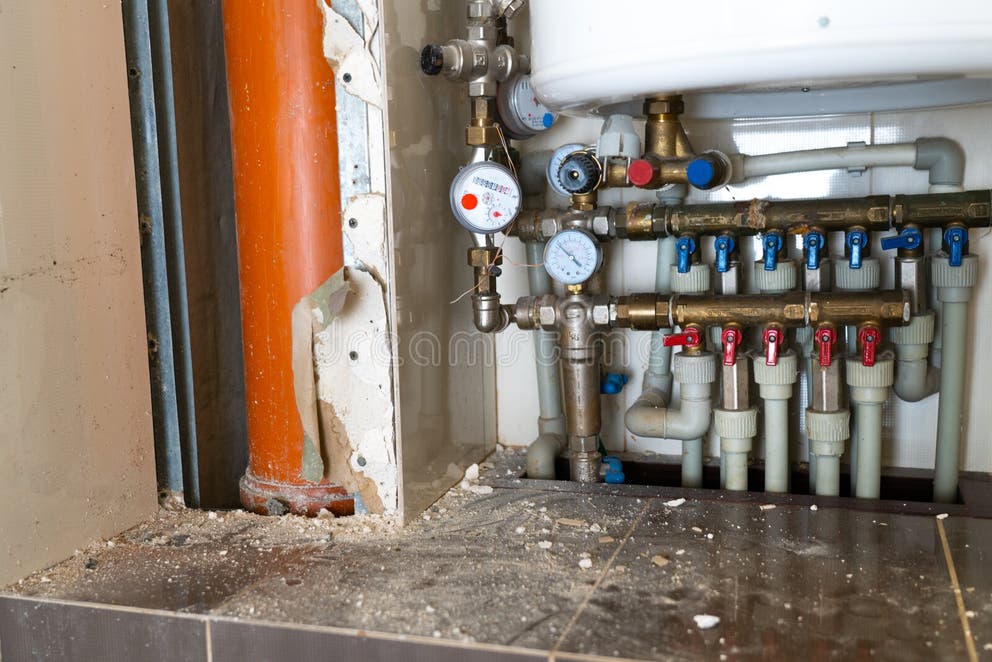 Complex Water Distribution System in the Washroom during Repairs To ...