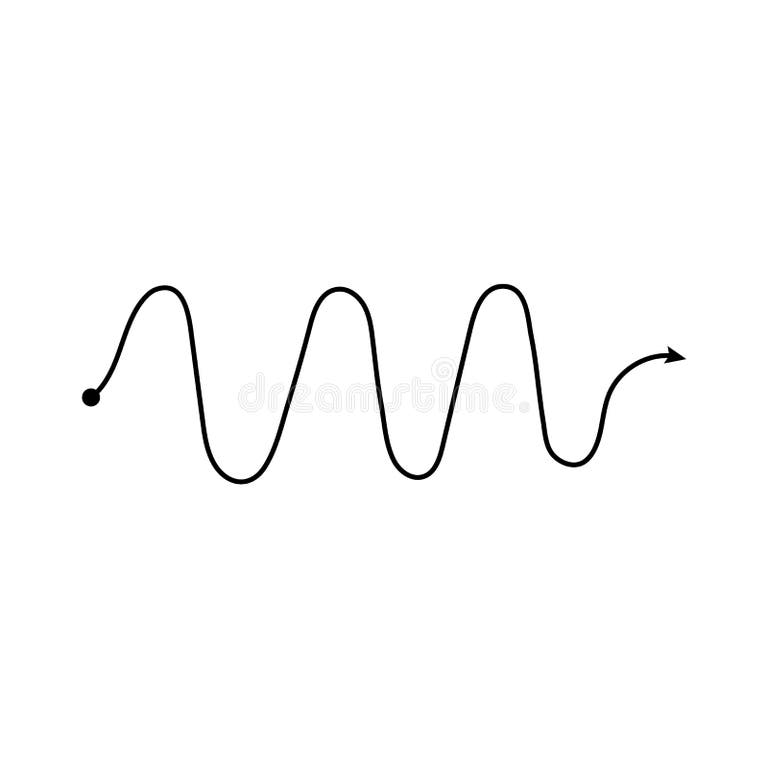Complex Wavy Process with Arrow, Black Line Vector Illustration. Stock ...