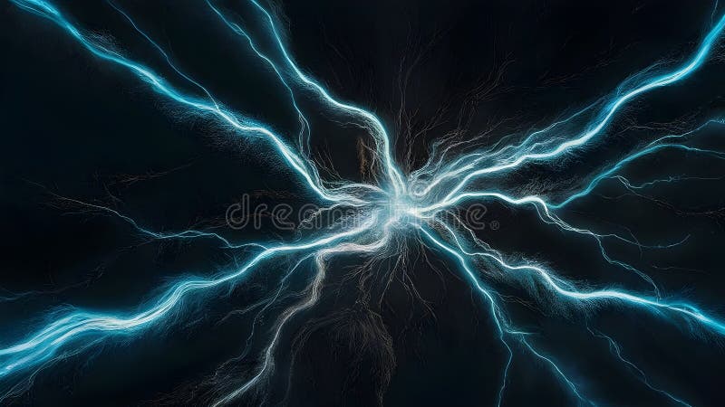 An Intricate Network of Intense, Glowing Blue Electricity Arcing ...
