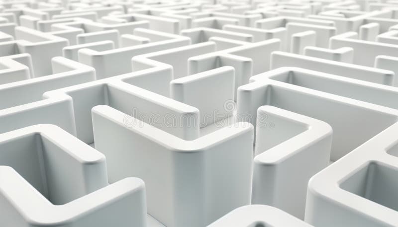 Complex White 3D Maze Design. Intricate Pattern Shows Challenging Path Stock Illustration ...