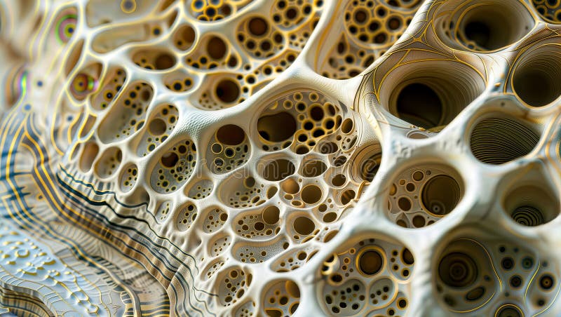 Complex White and Gold Biomimetic Network, Generative Ai Stock ...
