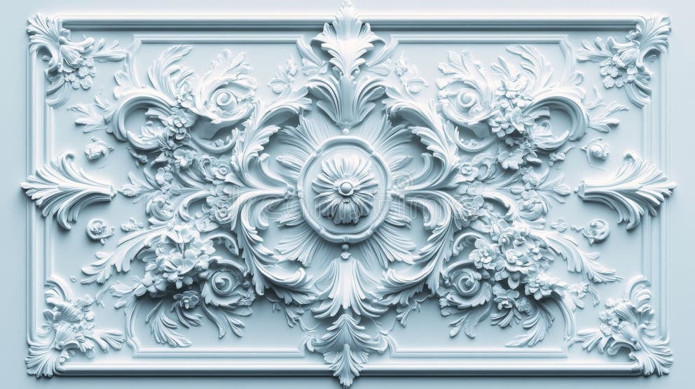 Complex White Rococo Style Decorative Molding Element Stock Image ...