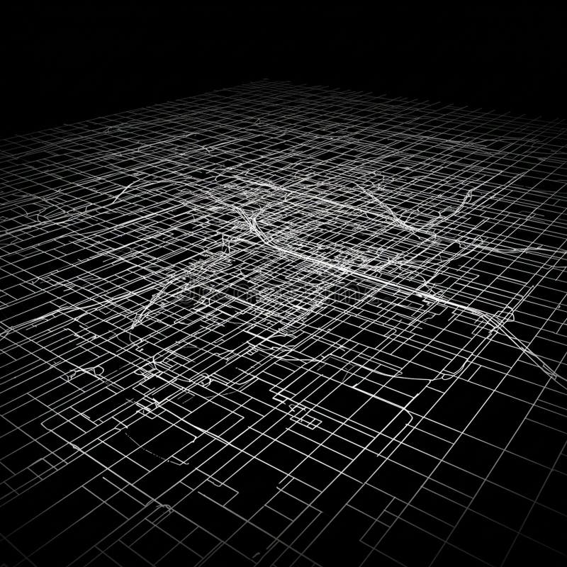 A Complex, White Wireframe Grid Against a Black Background, Resembling ...