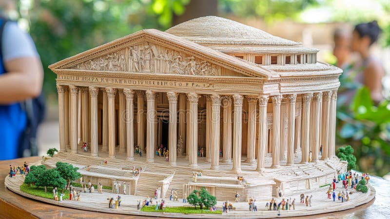 Complex Wooden Model Representing an Ancient Temple Site Stock Image ...