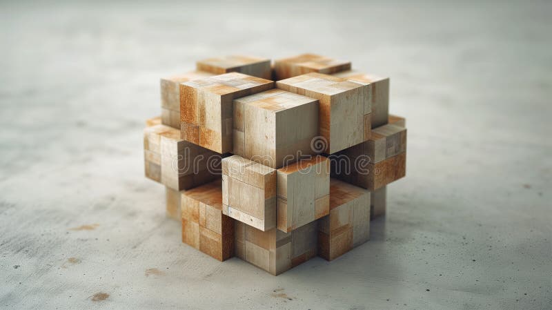 Complex Wooden Puzzle in an Interlocking Design Stock Illustration ...