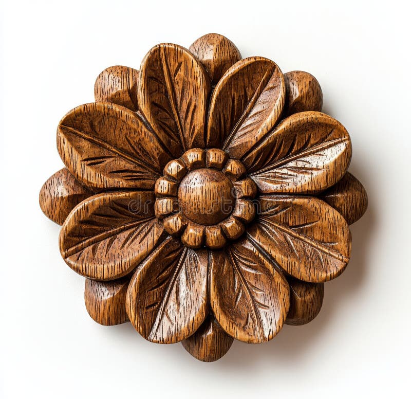 A Complex Wooden Sculpture of a Flower with Swirling Patterns and ...