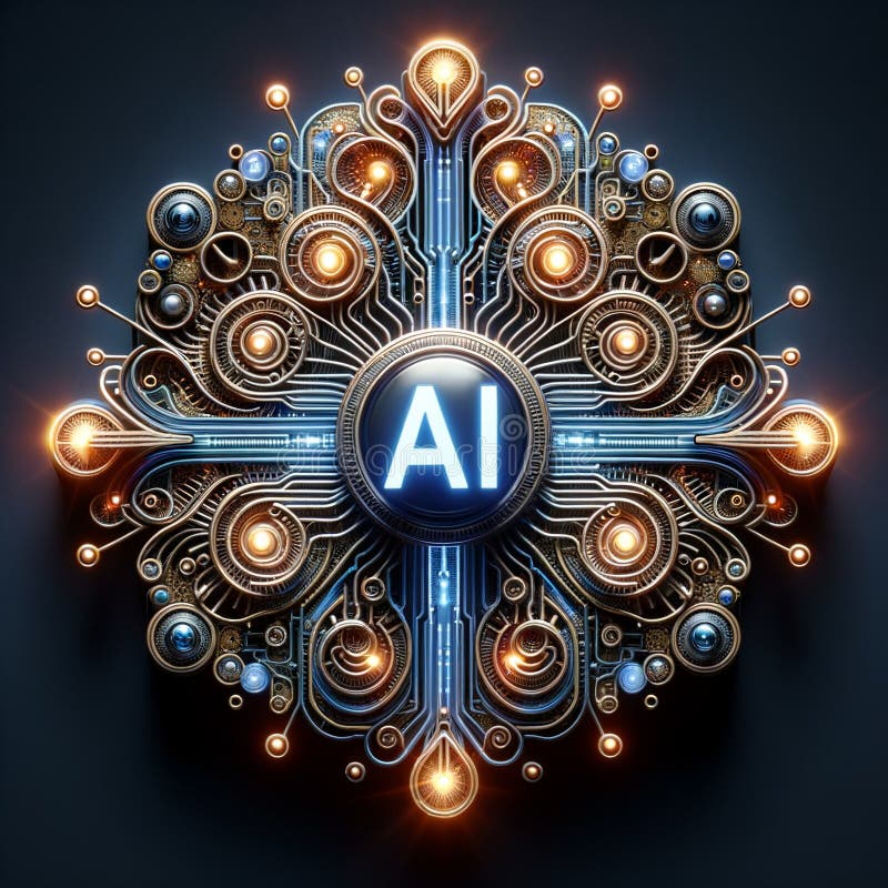 The Complexity of an AI Brain Stock Illustration - Illustration of ...