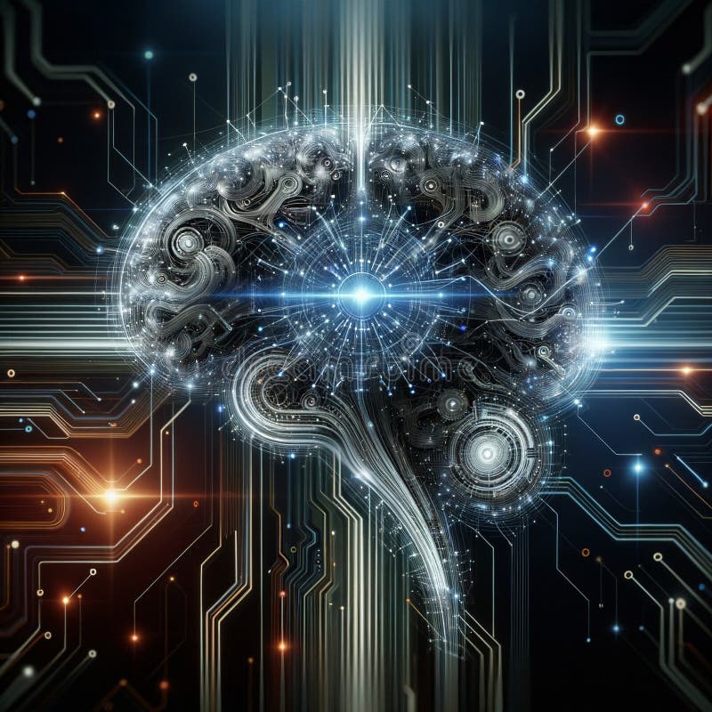 The Complexity of an AI Brain Stock Illustration - Illustration of ...