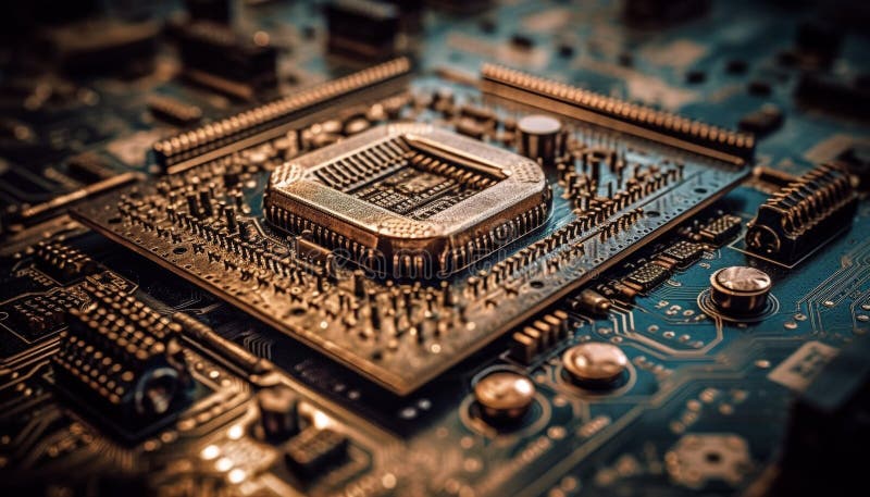 Complexity of Computer Chip Circuit Board Shows Technological Progress Generated by AI Stock ...