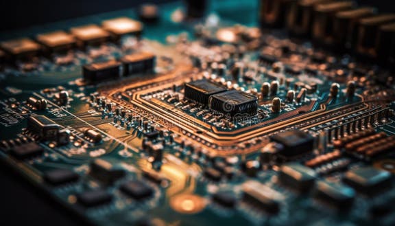Complexity of Electronics Industry Shown in Extreme Close Up of Circuit ...