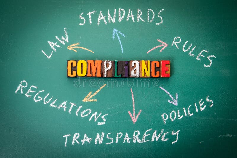 Compliance Concept. Stack of Books on Wooden Desk Stock Image - Image ...