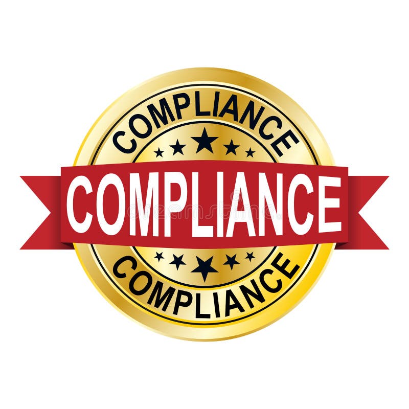 Compliance 3d Gold Badge with Red Ribbon Stock Vector - Illustration of ...