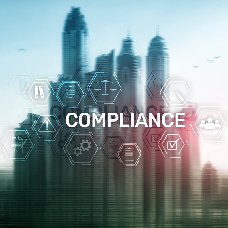 Compliance Diagram with Icons. Business Concept on Abstract Background ...